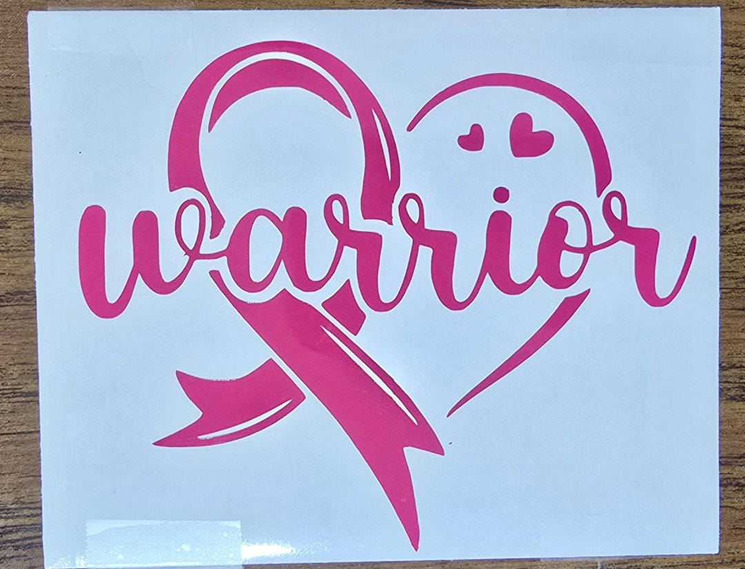 Warrior Cancer Ribbon Heart Vinyl Car Decal - Etsy