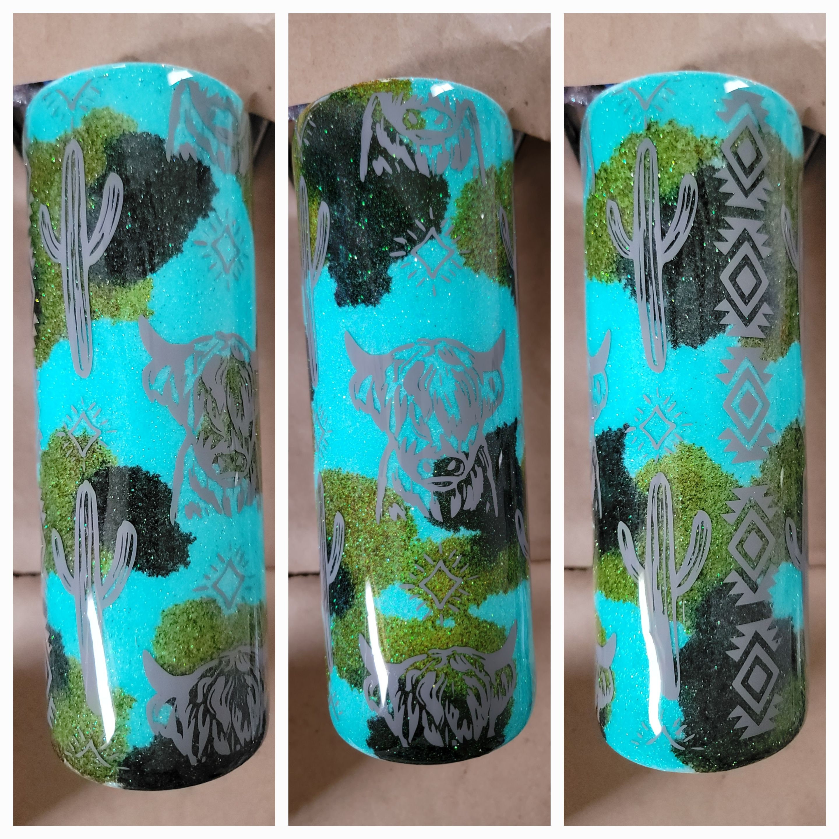 Highland Cow Rustic Teal Cow Print 2oz Tumbler - Etsy