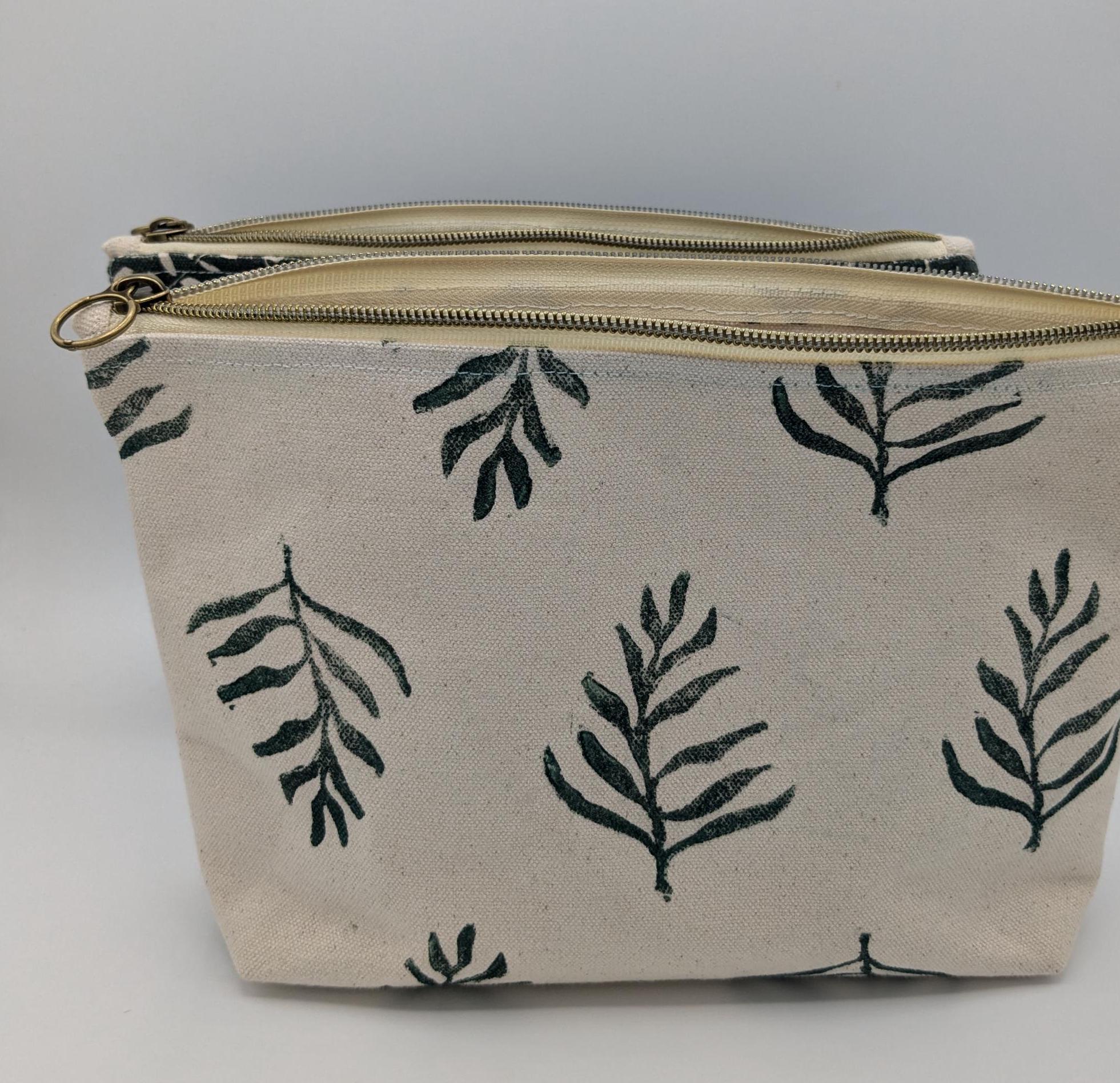 Botanical Hand Printed Zippered Pouch - Etsy
