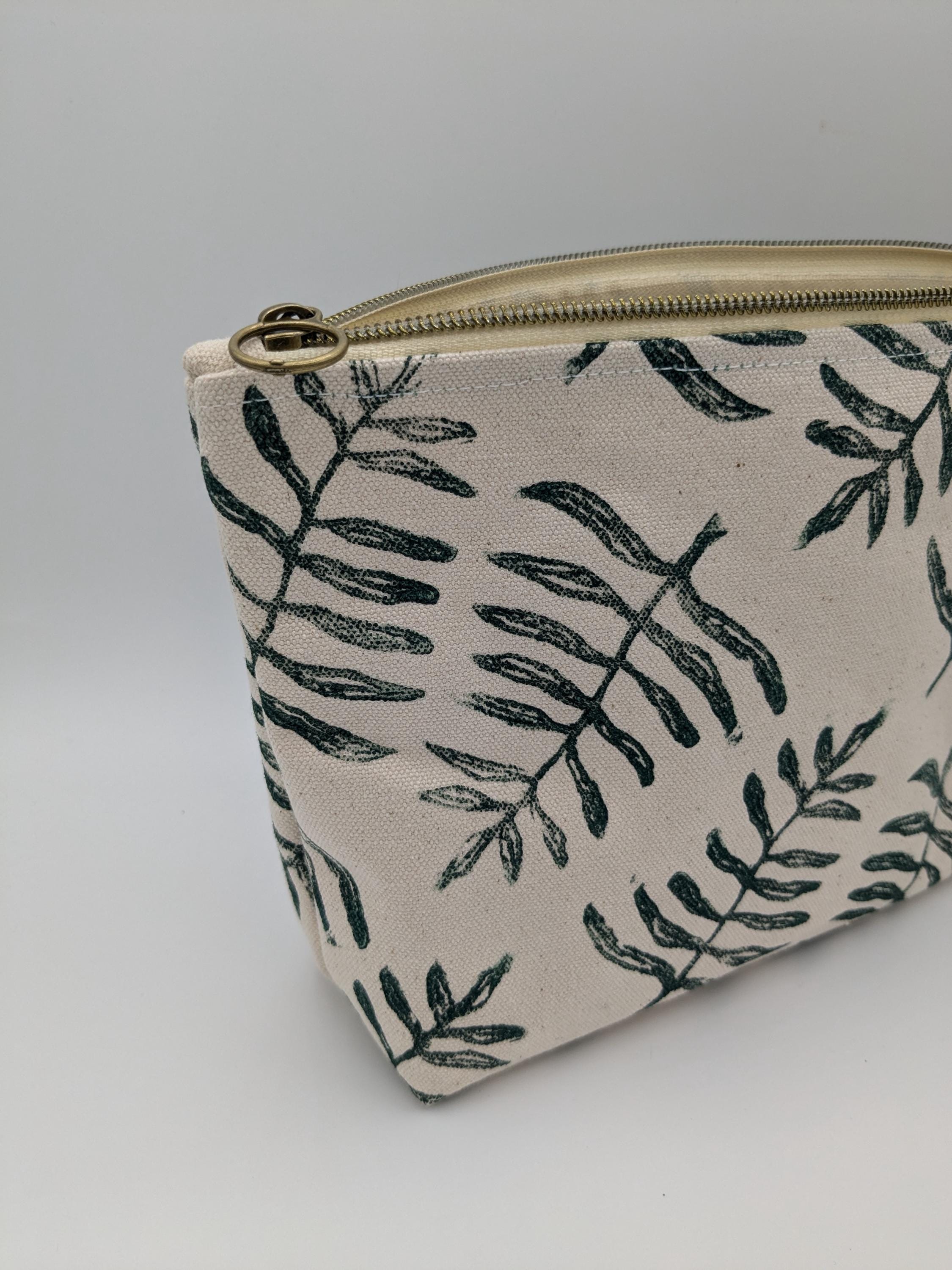 Botanical Hand Printed Zippered Pouch - Etsy