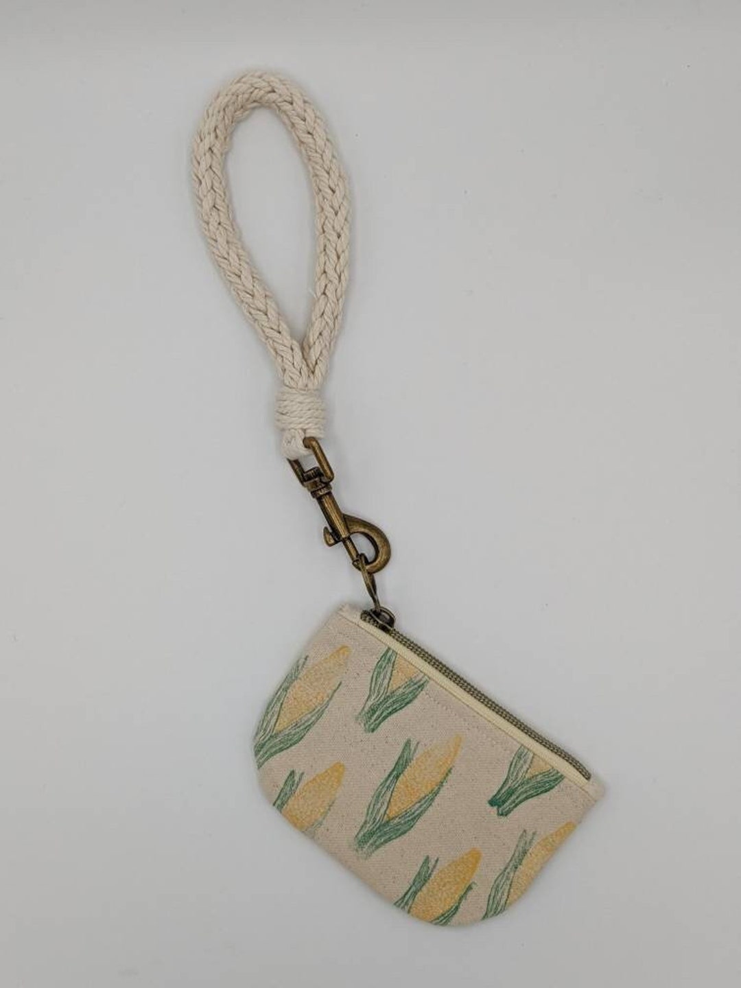 It's Corn! Half Moon Mini Zip Pouch - Block Printed Ear of Corn - Etsy