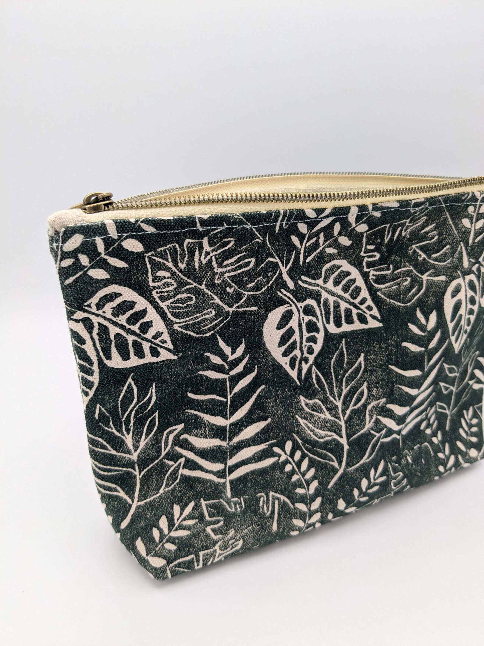 Botanical Hand Printed Zippered Pouch - Etsy