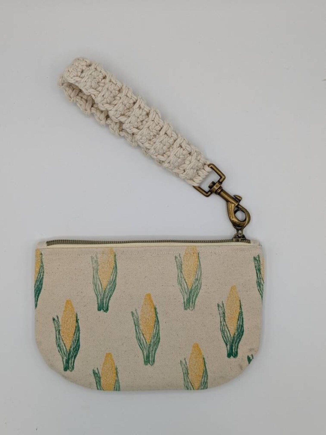It's Corn! Half Moon Zip Pouch - Block Printed Ear of Corn - Etsy