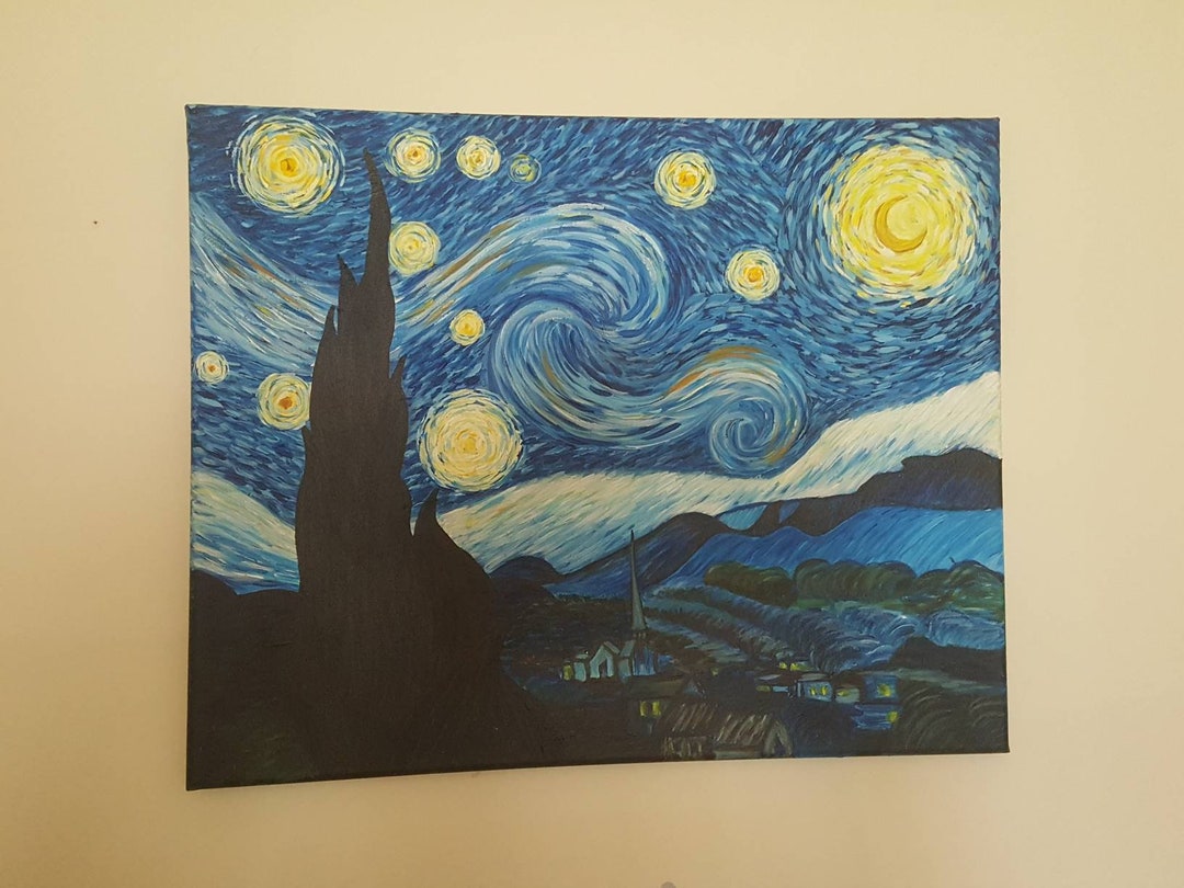 The Starry Night Vincent Van Gogh Inspired Acrylic Painting on Wrapped ...