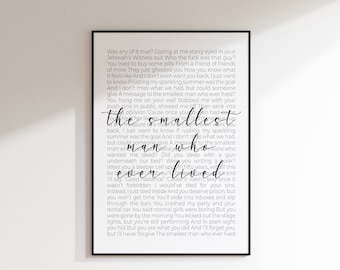Smallest Man Who Ever Lived Poster Digital Download Taylor Swift Lyrics ...