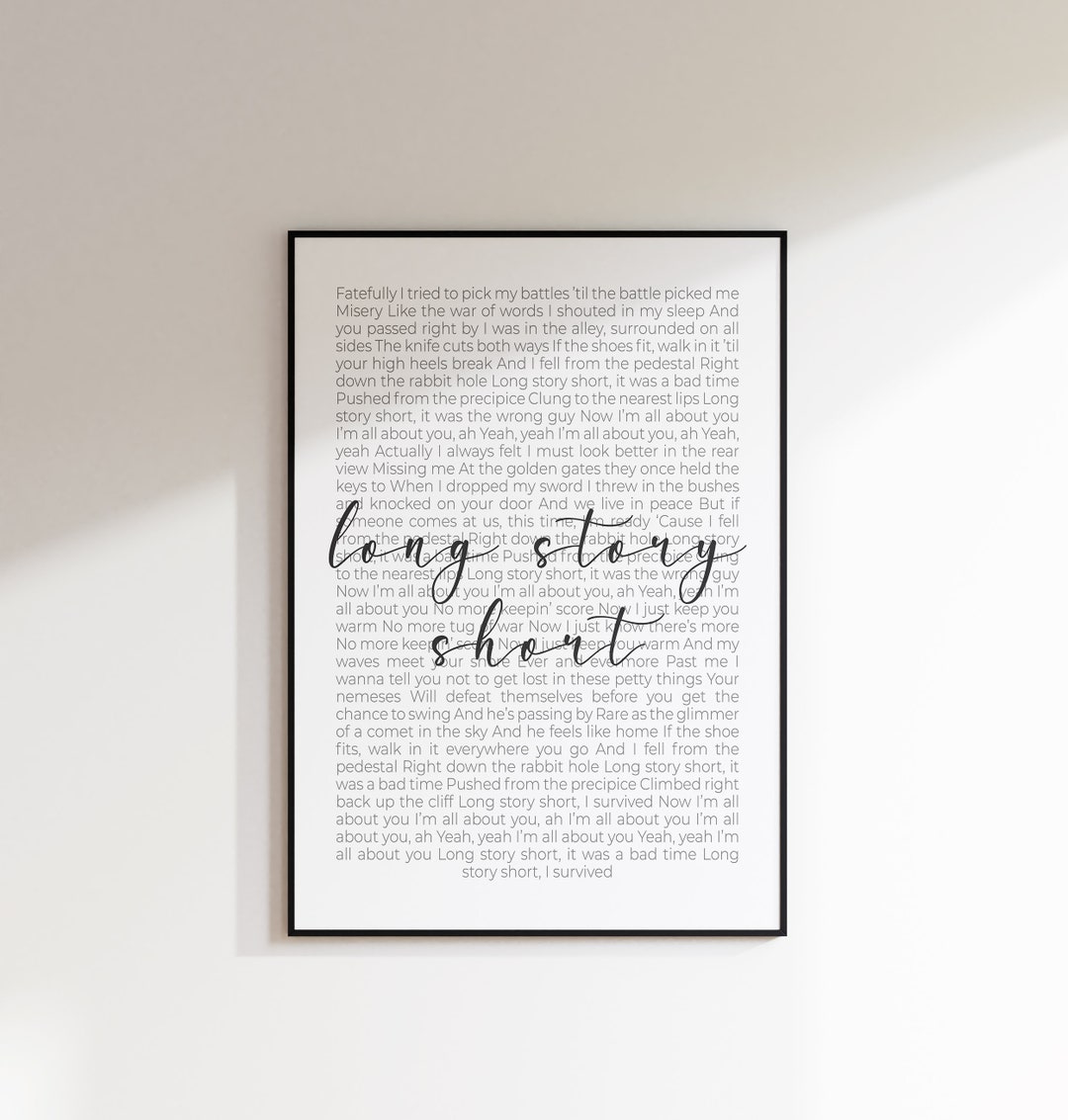 Long Story Short Song Print Digital Download Song Lyrics Print Long ...
