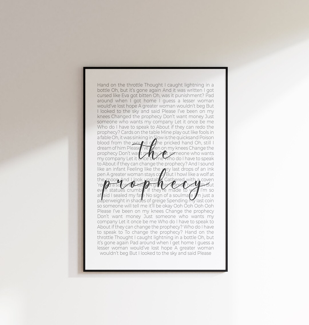 The Prophecy Song Print | Digital Download | Song Lyrics Print - Etsy