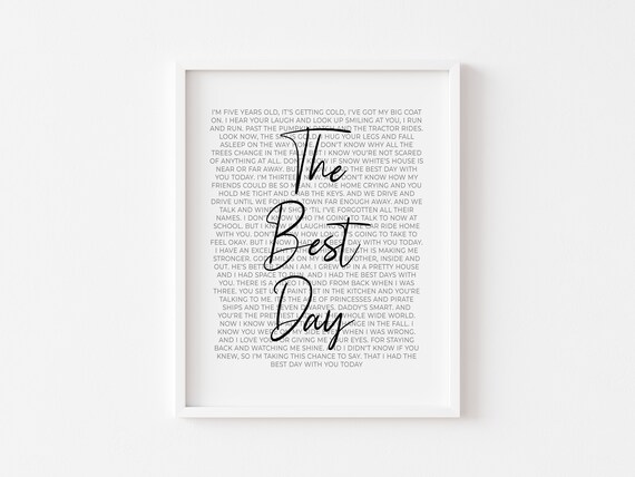 The Best Day Song Print Digital Download Song Lyrics Print - Etsy
