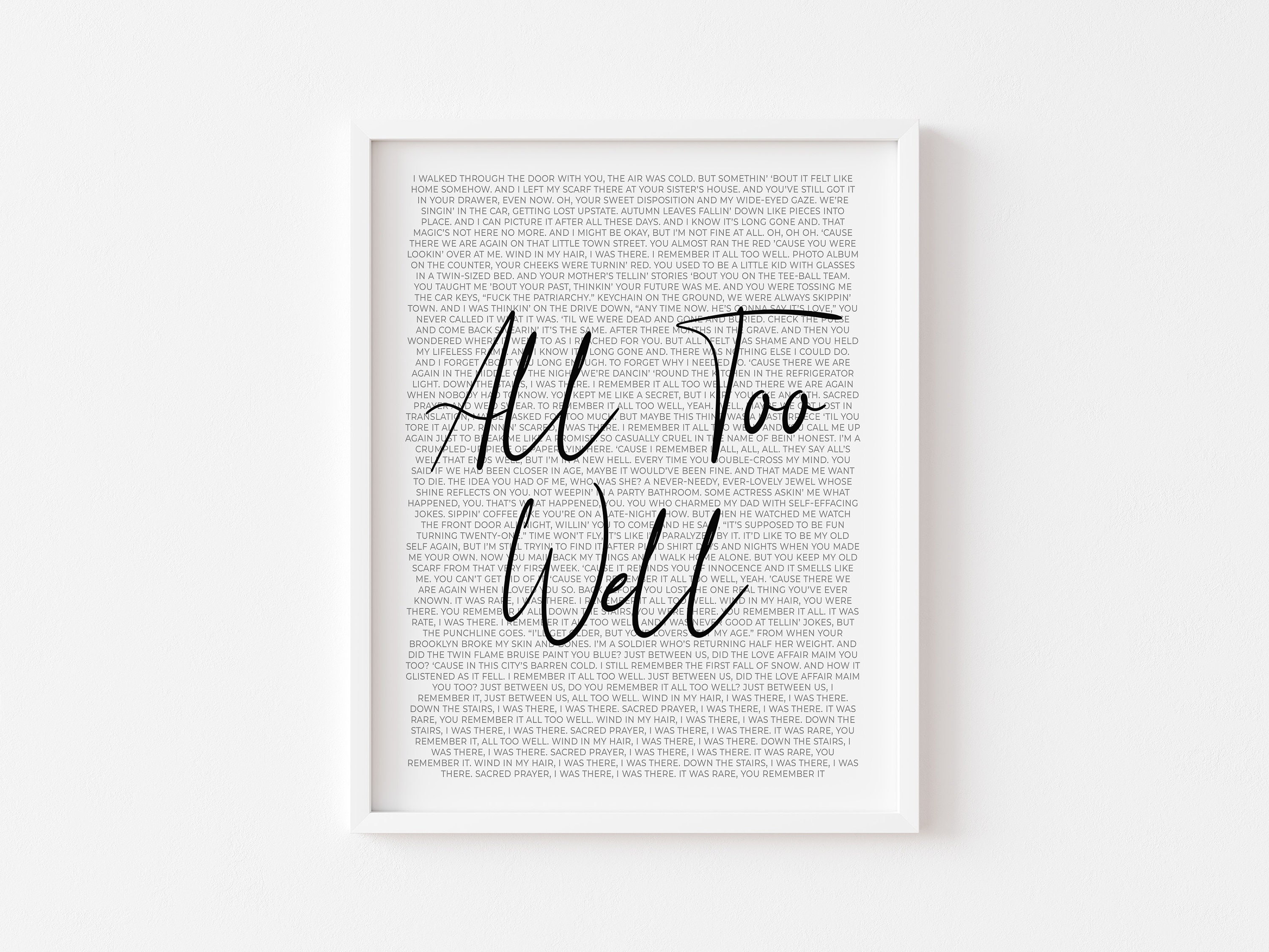 All Too Well 10 Minute Version Print Digital Download - Etsy