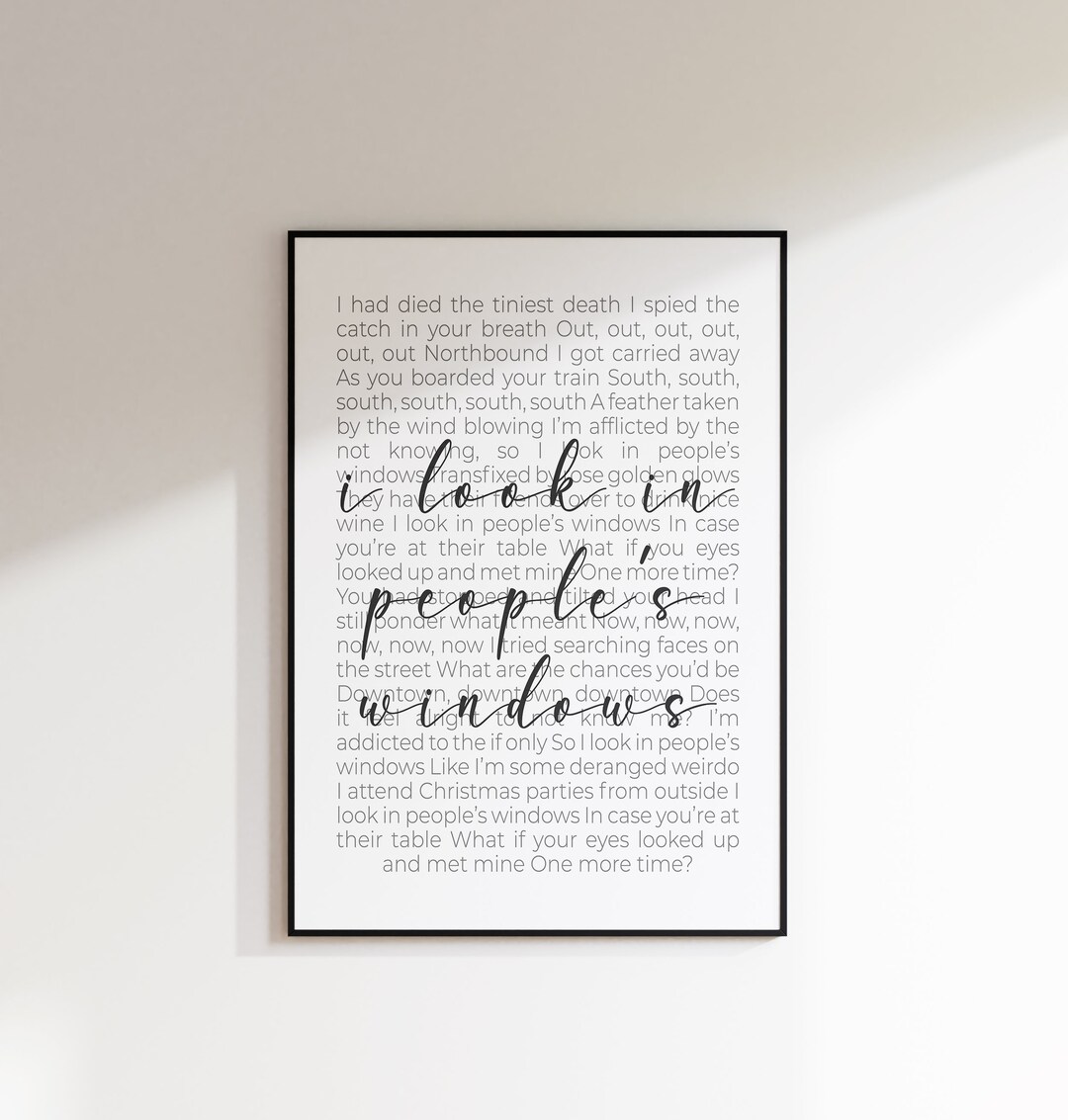 I Look in People's Windows Song Print | Digital Download | Song Lyrics ...