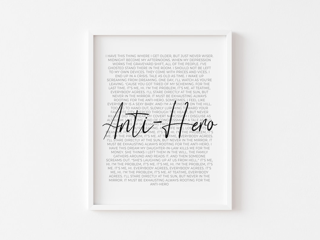 Anti-hero Song Print Digital Download Song Lyrics Print - Etsy