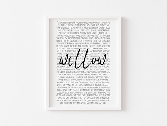 Home Décor Wall Hangings Wall Décor willow by Taylor Swift Lyrics ...