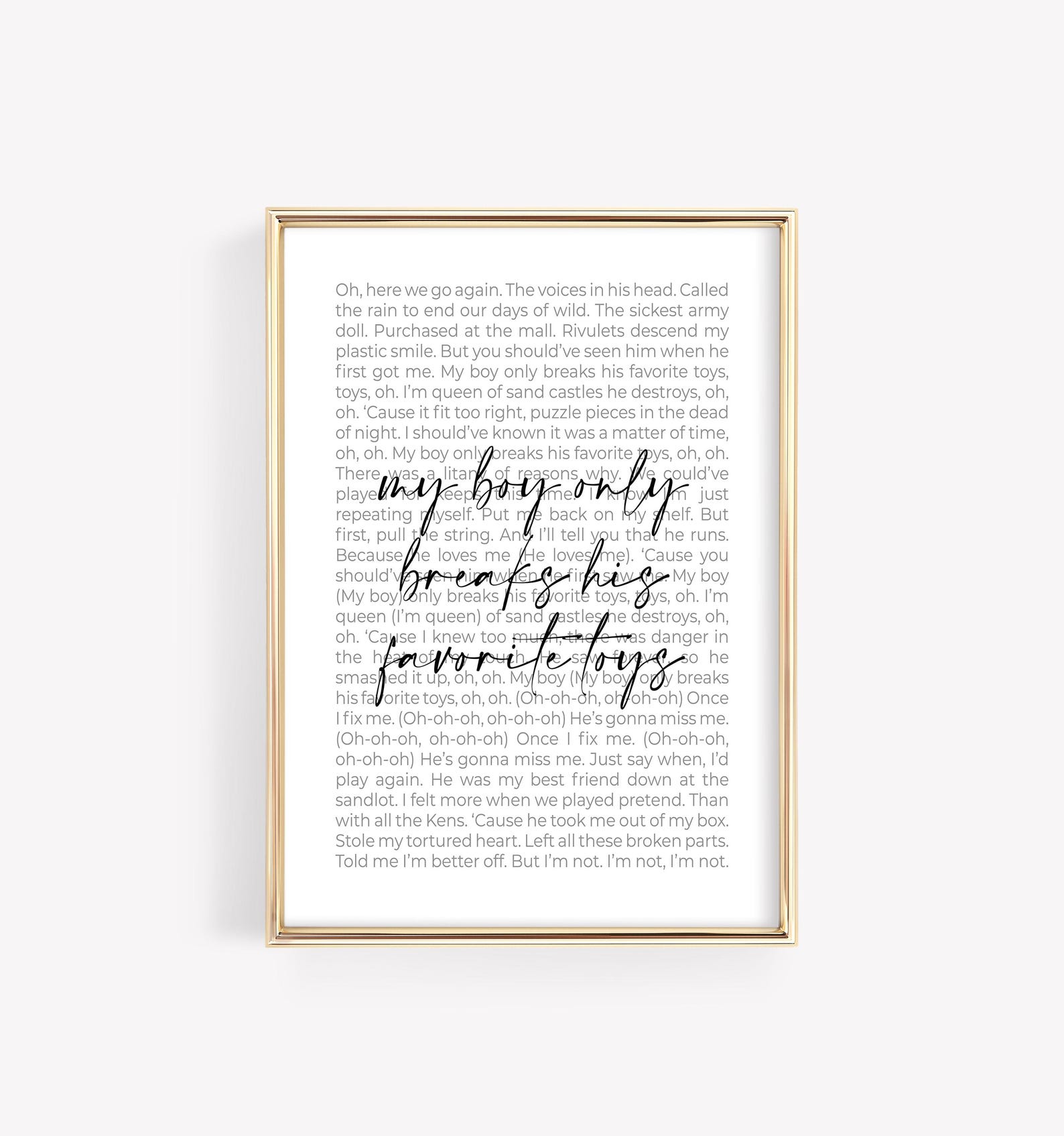 My Boy Only Breaks His Favorite Toys Song Print | Digital Download ...