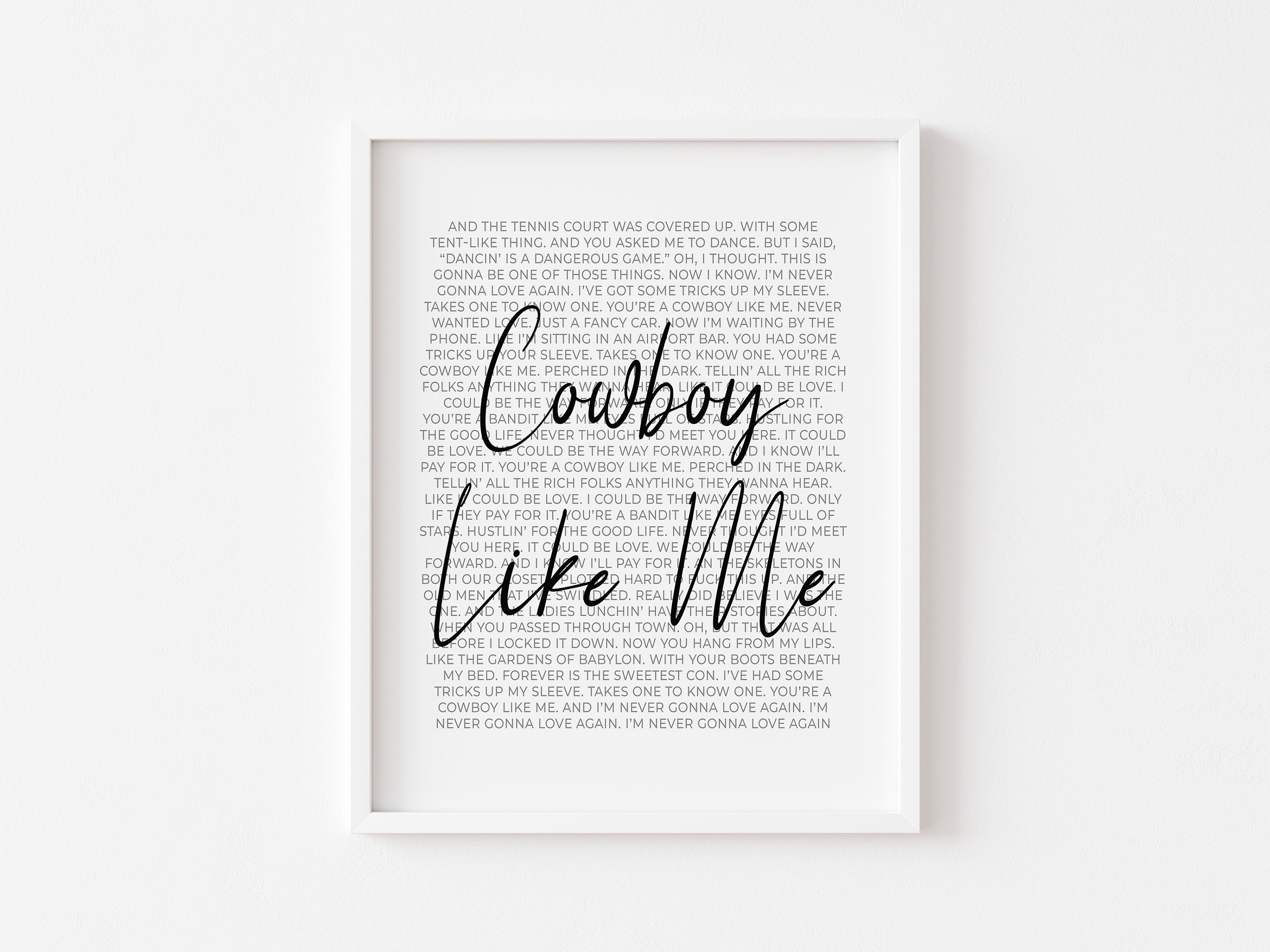 Cowboy Like Me Print Digital Download Song Lyrics Print Song Print ...