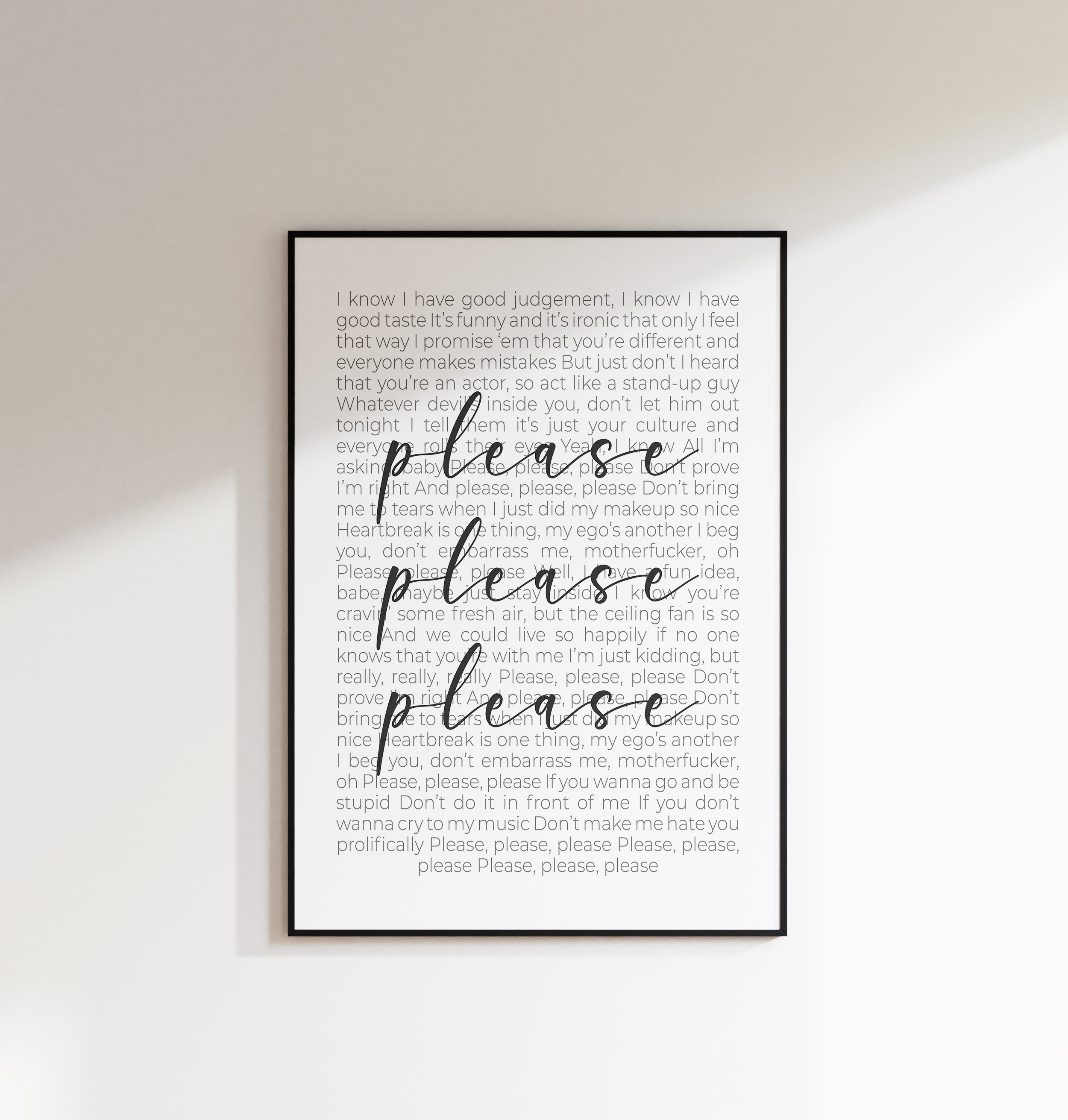 Please Please Please Song Print Digital Download Song Lyrics Print ...