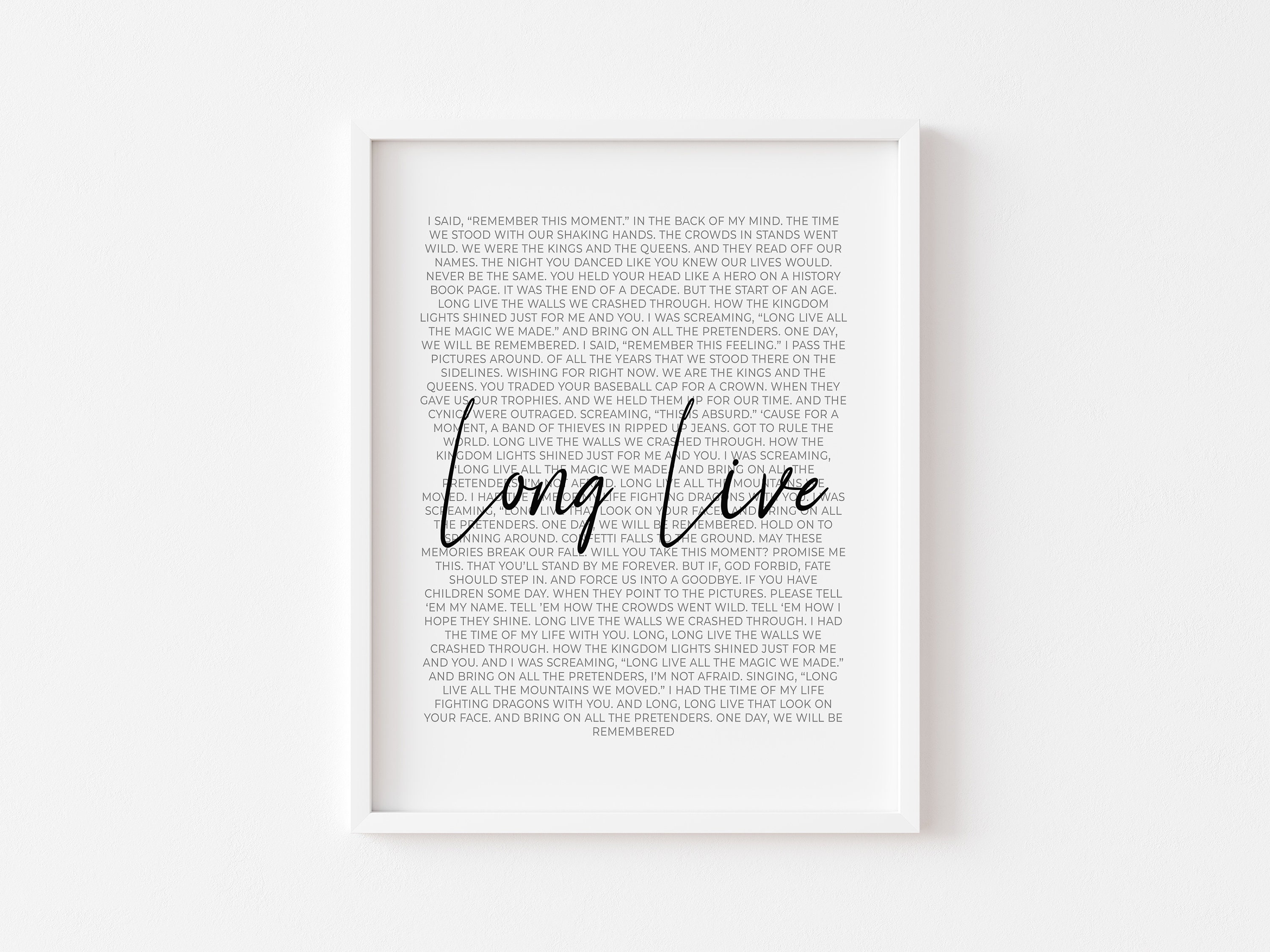 Long Live Song Print Digital Download Song Lyrics Print Music Print ...
