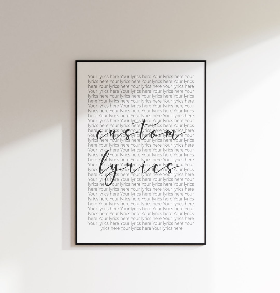 Custom Lyrics Print | Digital Download | Personalised | Custom Print ...