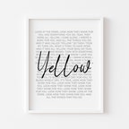 Yellow Lyrics - Etsy