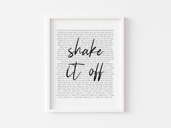 Shake It Off Lyrics Print Digital Download Song Lyrics | Etsy