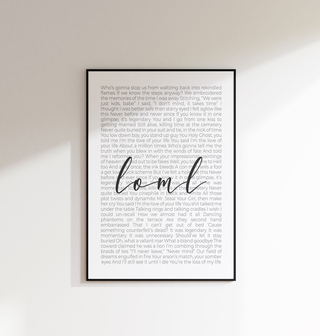 Loml Song Druck | Digitaler Download | Songtexte Print - Etsy.de