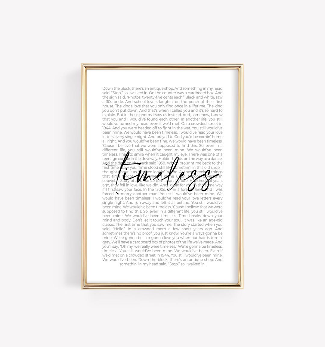 Timeless Song Print | Digital Download | Song Lyrics Print | Music ...