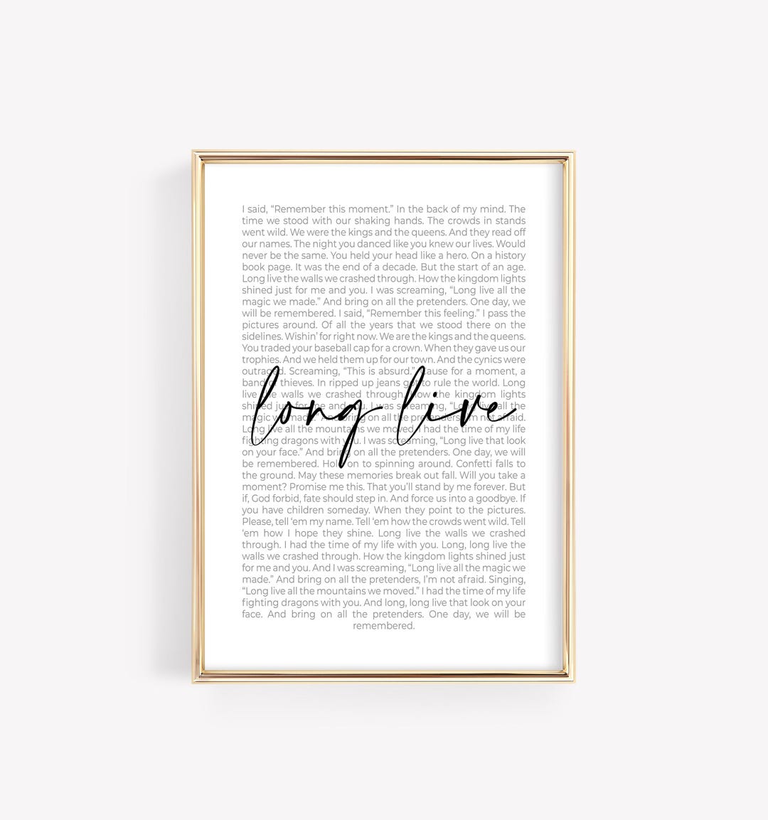 Long Live Song Print | Digital Download | Song Lyrics Print | Music ...