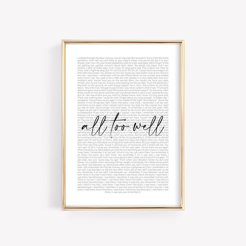 Digital All Too Well Lyrics - Etsy