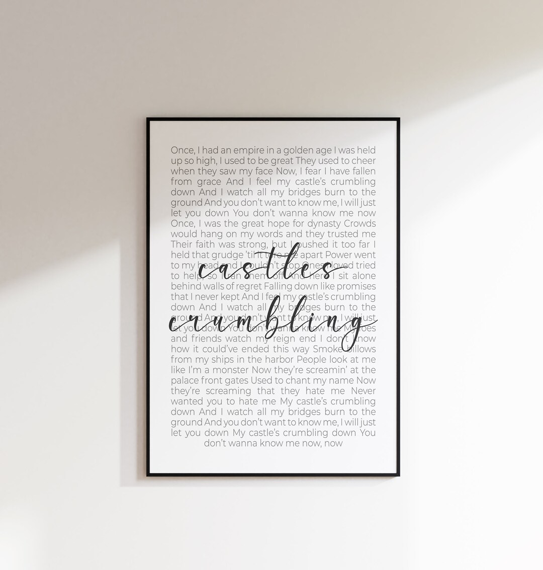 Castles Crumbling Song Print Digital Download Song Lyrics Print Music ...