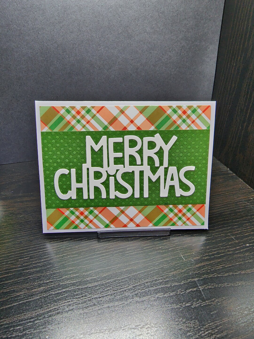 Merry Christmas Plaid Card - Etsy