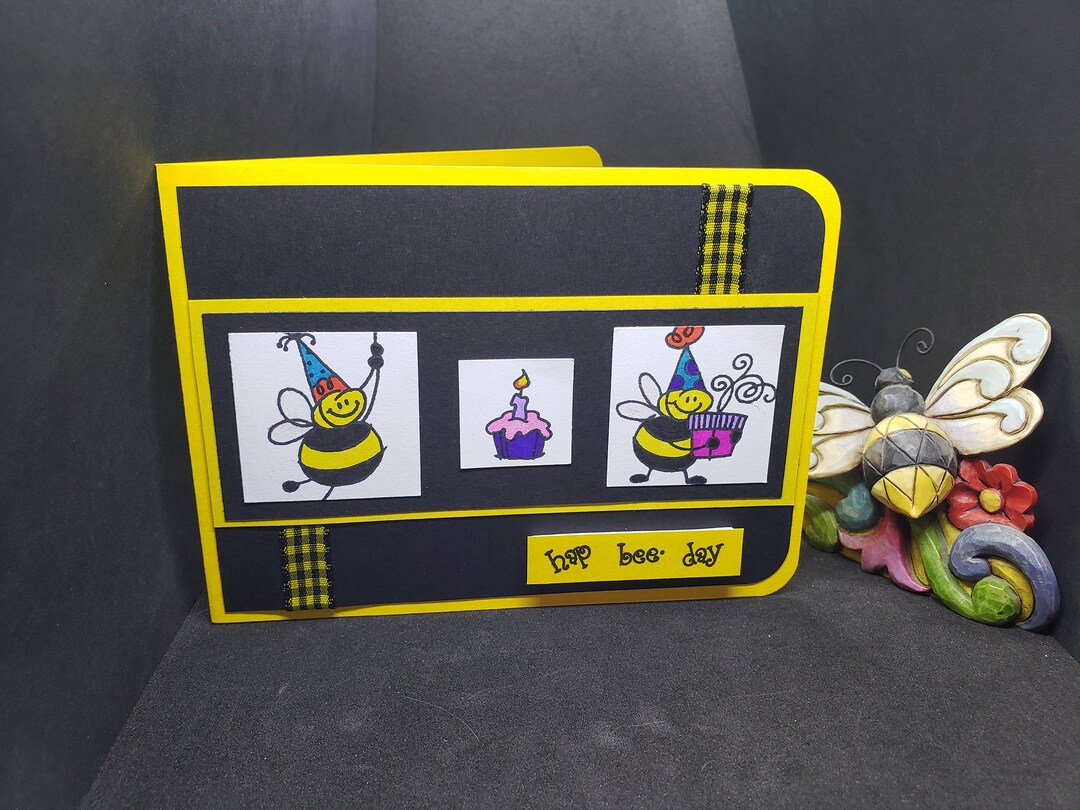 Happy Bee Day Birthday Card With Bees - Etsy