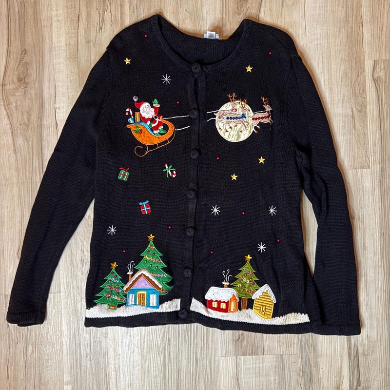 Santa Sweater Button Up - Etsy