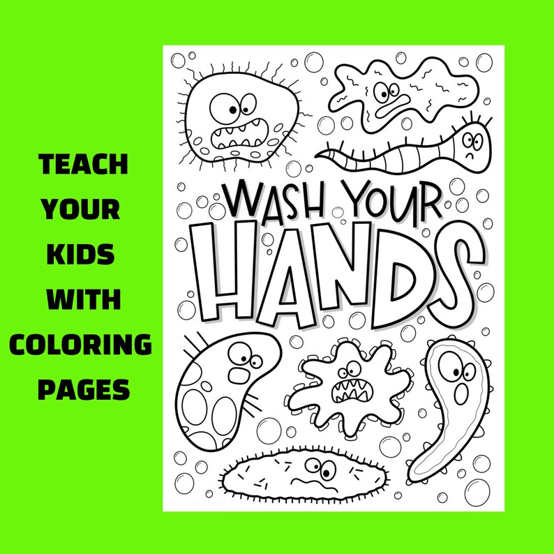 Wash Your Hands Coloring Page Teach Your Kids With Coloring - Etsy