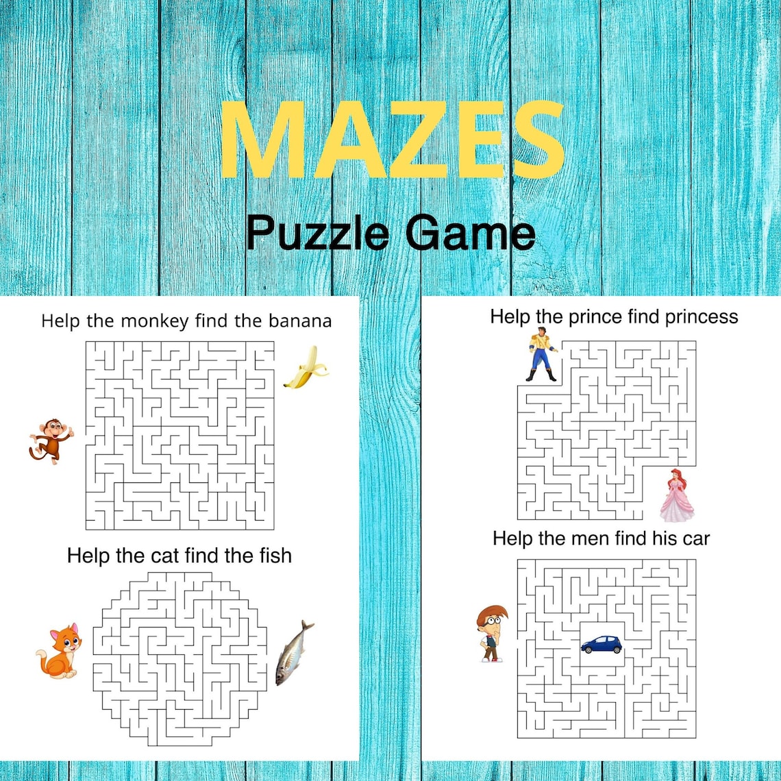Fun and Challenging Mazes for Kids 10 Printable Worksheets - Etsy