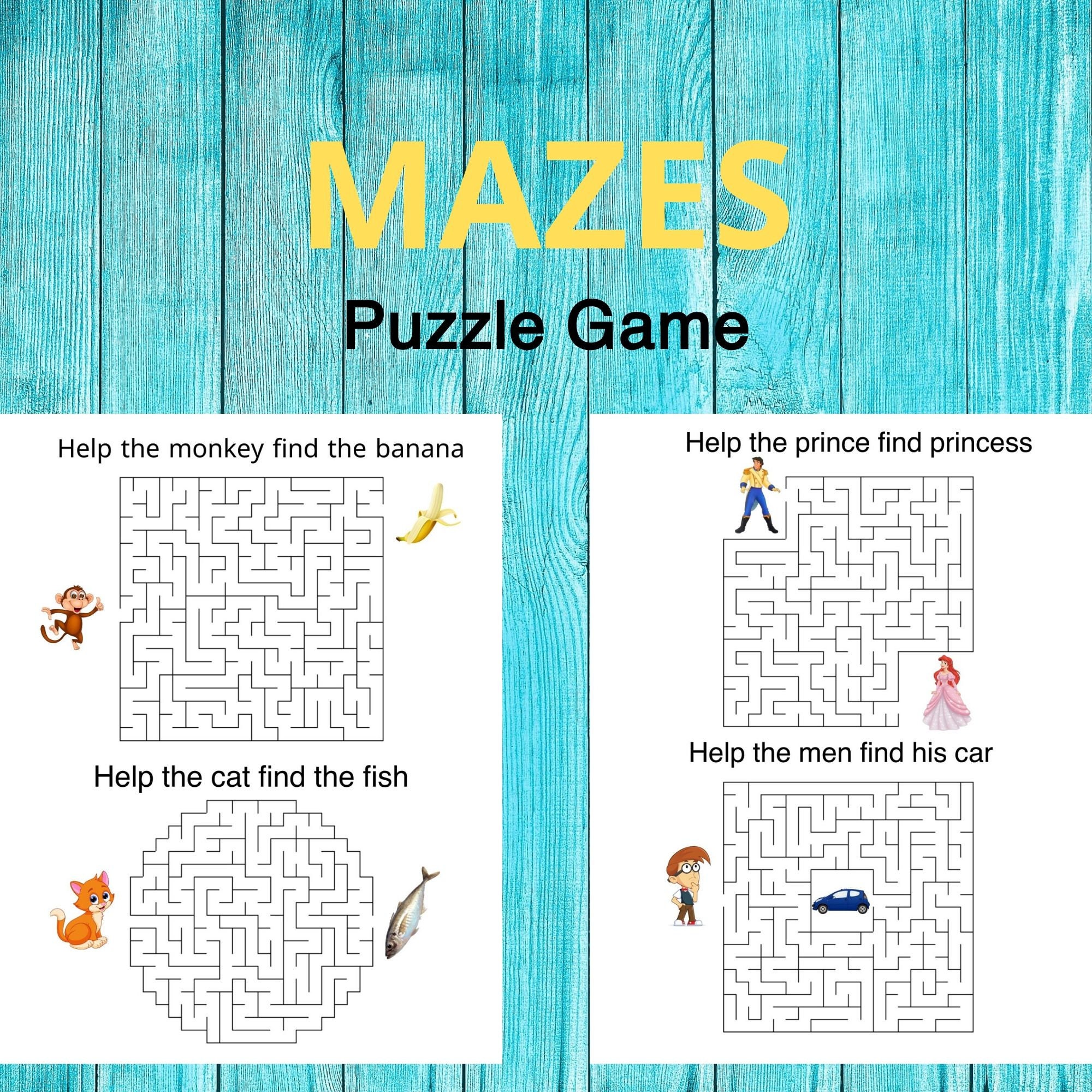 Fun and Challenging Mazes for Kids 10 Printable Worksheets - Etsy