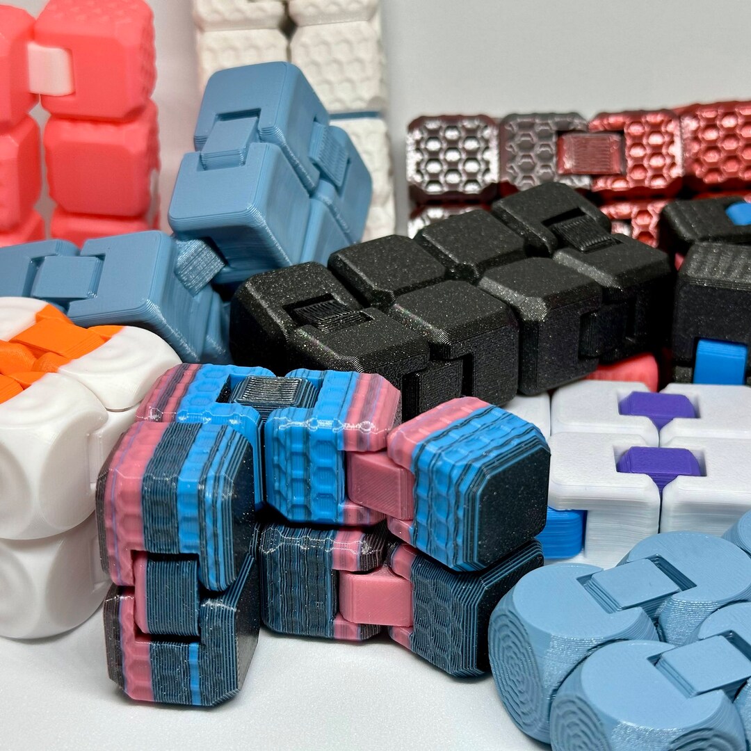 4 Pack, B-stock Fidget Infinity Cubes 3D Printed Stress Relief Gift ...
