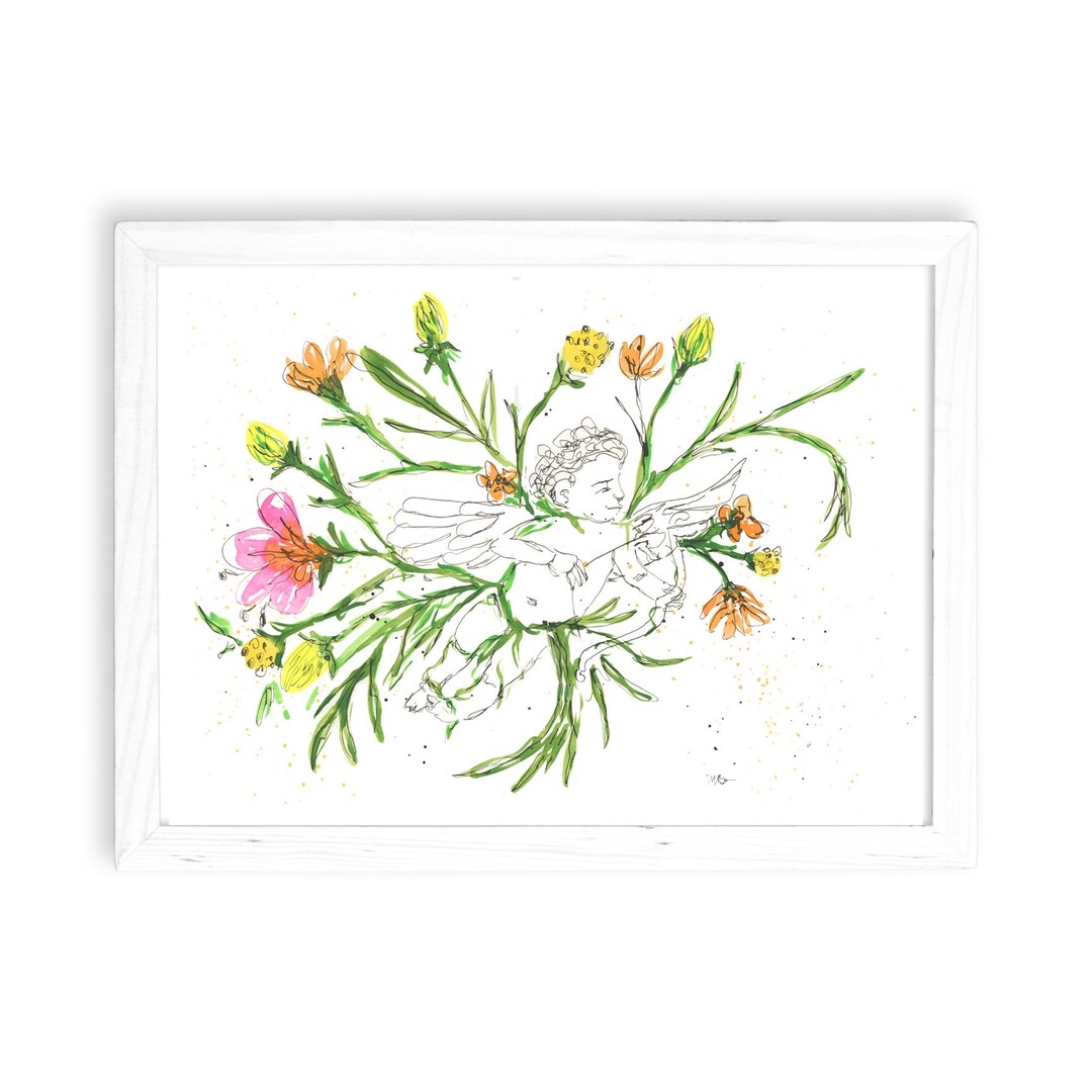 Spring Angel Nature- Watercolor Print for Home Decor / Kitchen - Etsy
