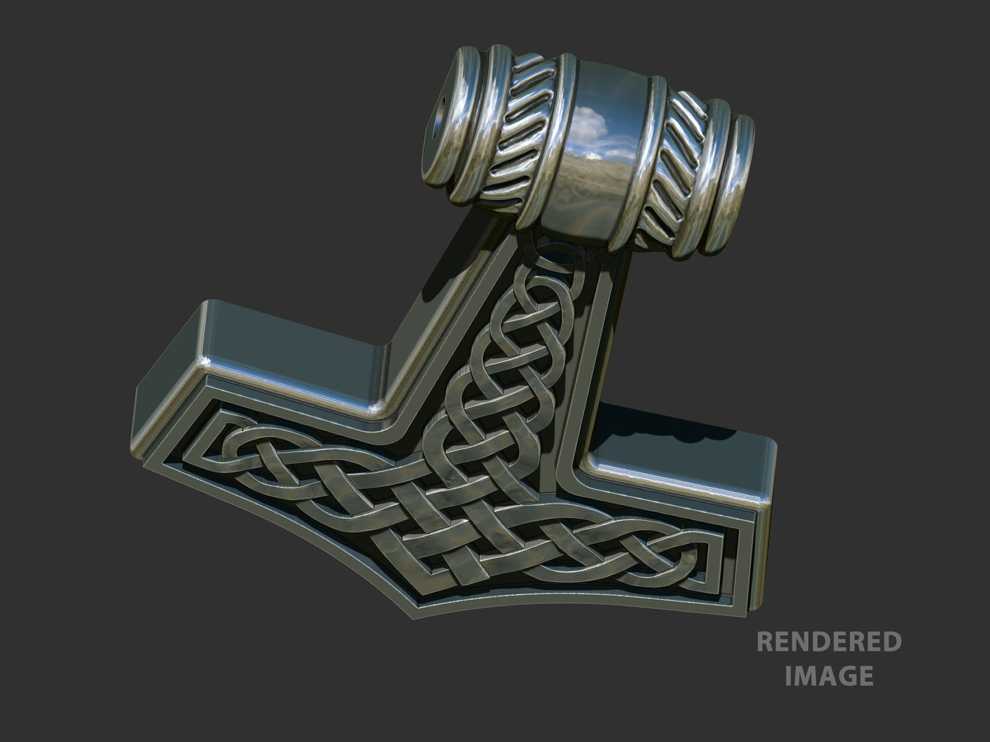 Thors Hammer Pendant Small Mjolnir Stylised Necklace Viking Necklace ...
