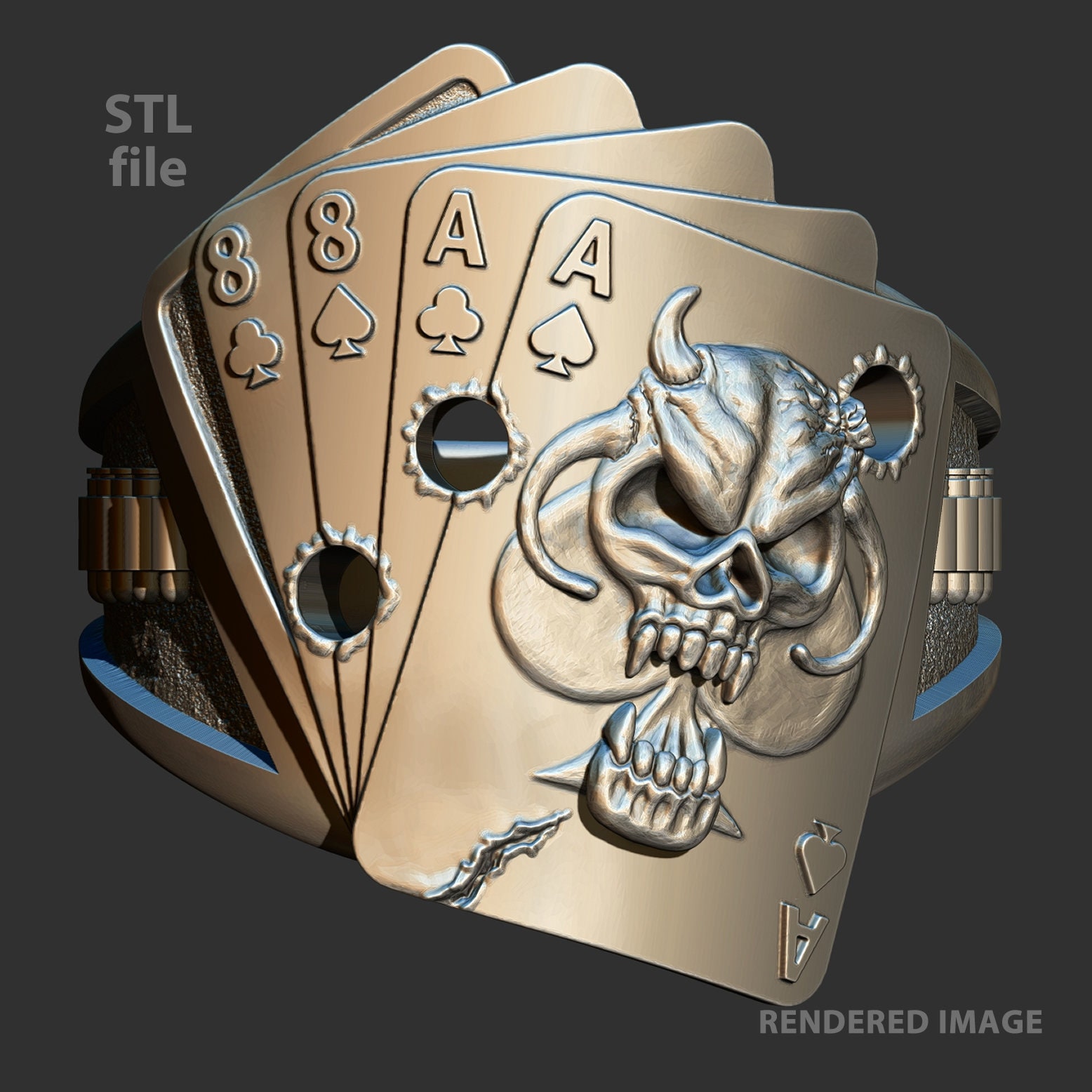 Dead Mans Hand (poker) Ring Downloadable STL File for 3D Printing - Etsy
