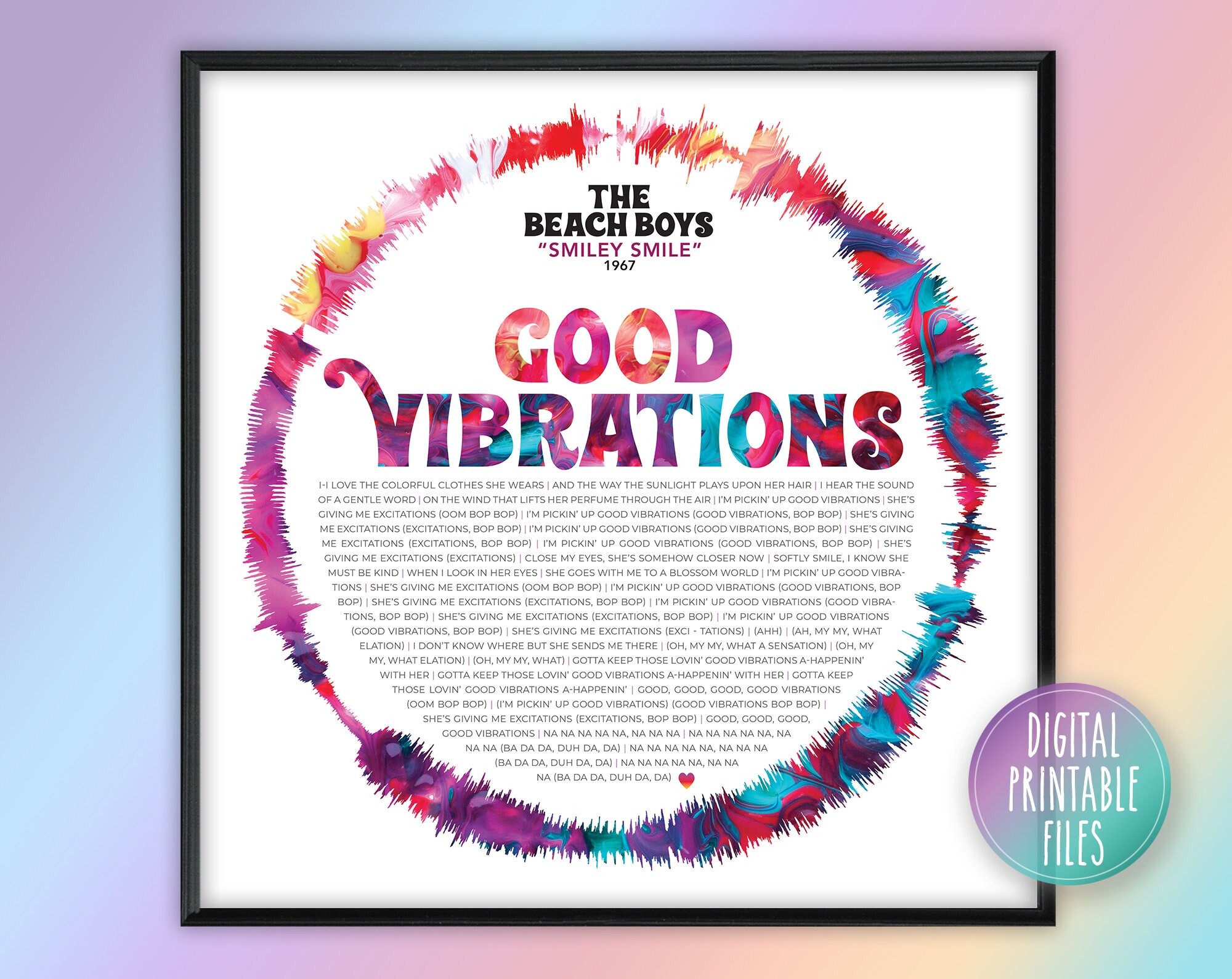 Good Vibrations Custom Radial Sound Wave and Lyrics Art - Etsy