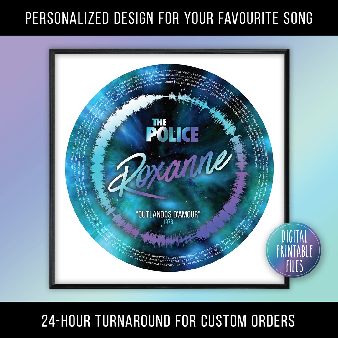 Roxanne, Custom Radial Sound Wave Lyrics Art, Printable Digital Poster ...
