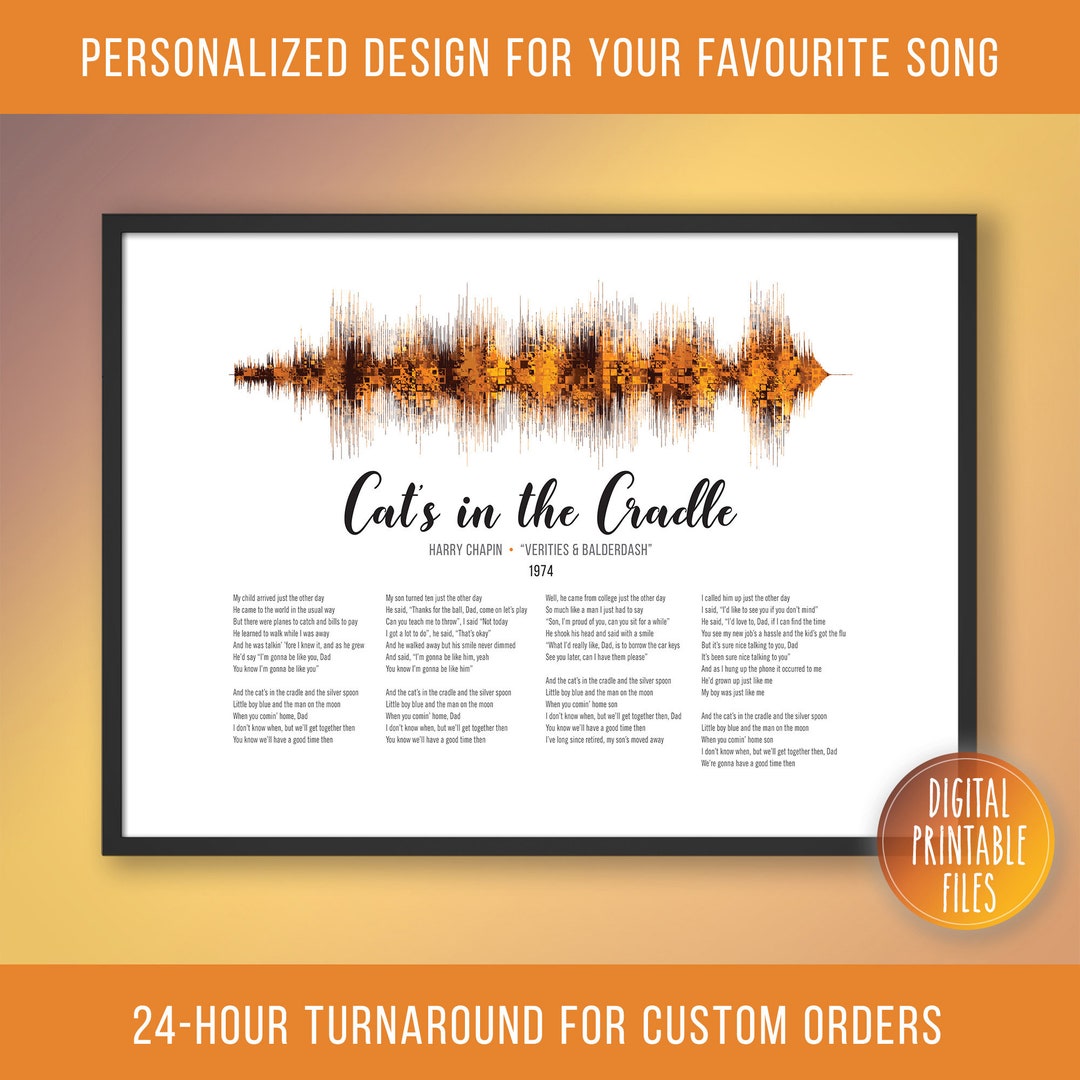 Cat's in the Cradle, Custom Sound Wave & Lyrics Art, Printable Digital ...