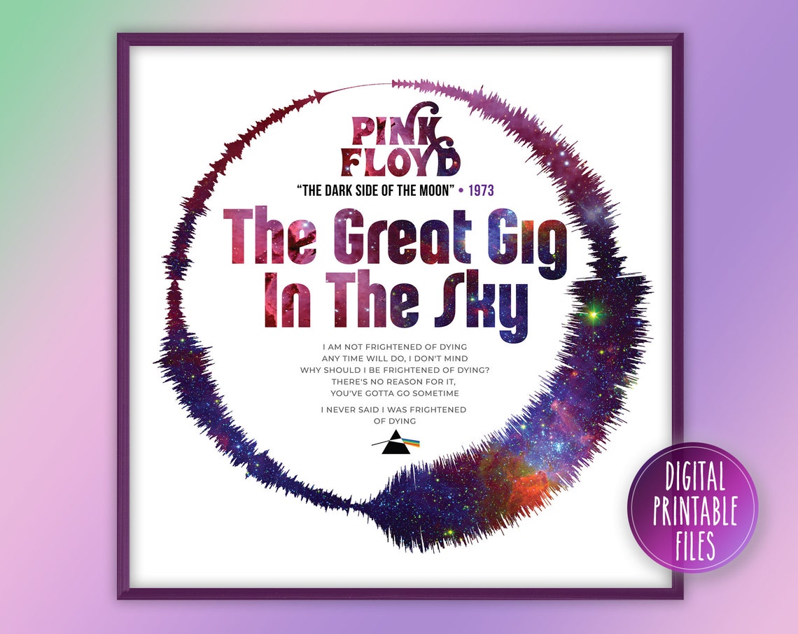 The Great Gig in the Sky, Custom Radial Sound Wave and Lyrics Art ...