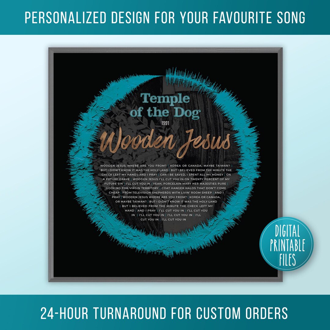 Wooden Jesus, Custom Radial Sound Wave Lyrics Art, Printable Digital ...
