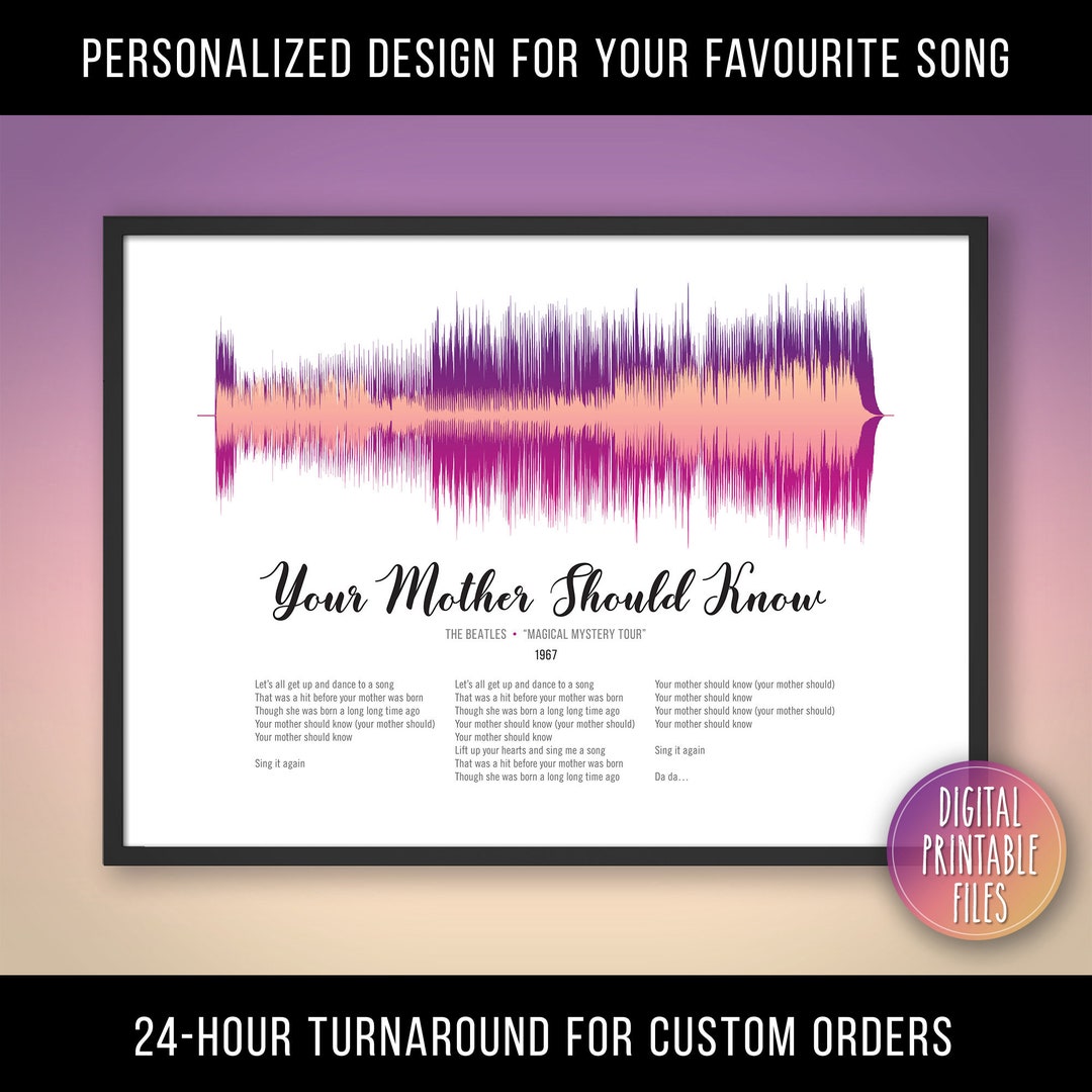 Your Mother Should Know, Custom Sound Wave & Lyrics Art, Printable ...