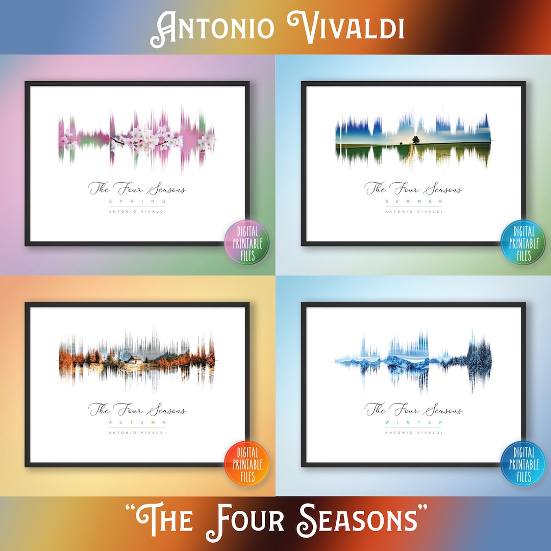 The Four Seasons - Set of 4 Custom Sound Wave Art, Printable Digital ...