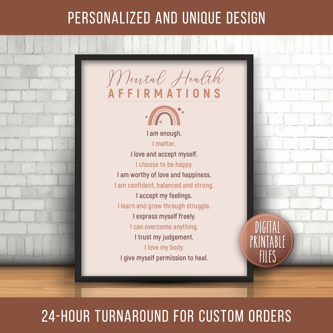 Mental Health Affirmations | Inspirational Positive Poster | Digital ...