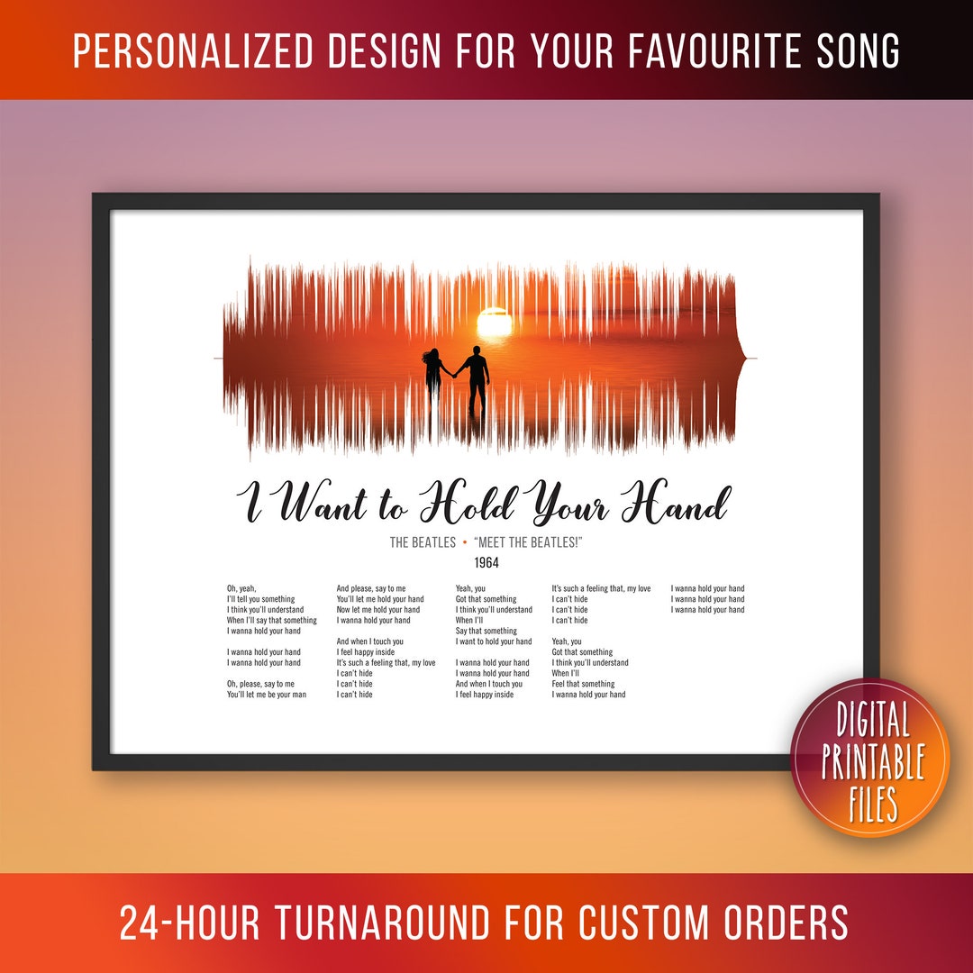I Want to Hold Your Hand, Custom Sound Wave Lyrics Art, Printable ...