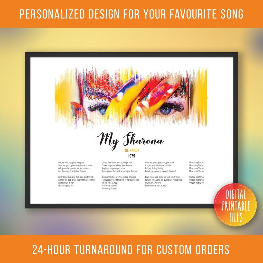 My Sharona, Custom Sound Wave & Lyrics Art, Printable Digital, Instant ...