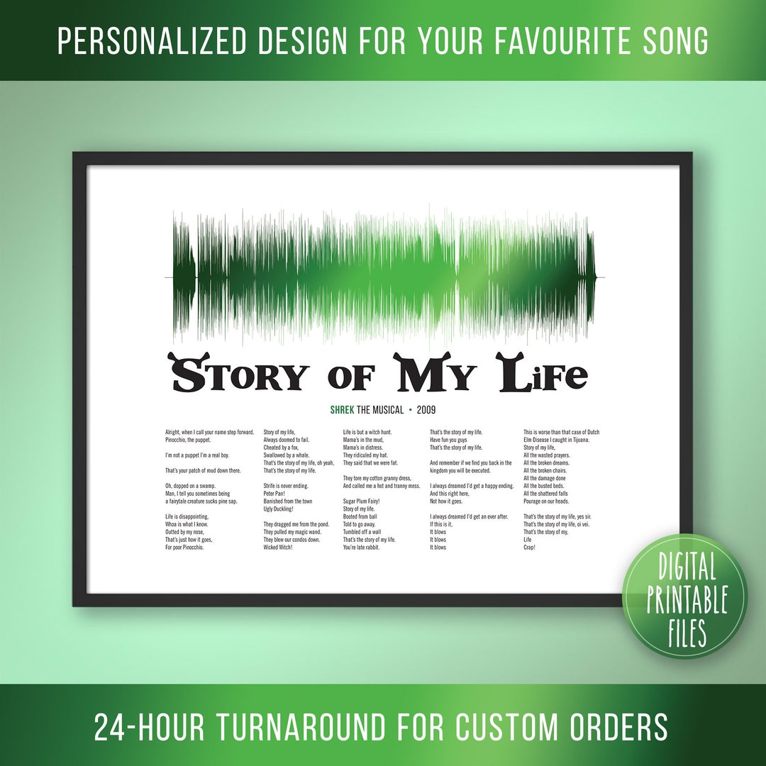 Story of My Life, Broadway Musical Show Soundwave & Lyrics Art ...