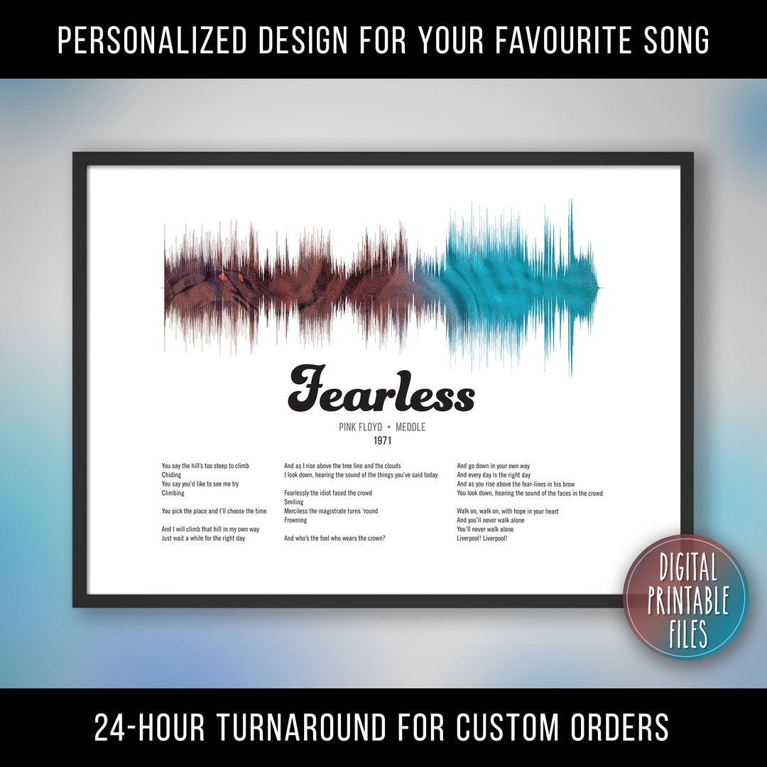 Fearless, Benutzerdefinierte Sound Wave & Texte Kunst, bedruckbar ...